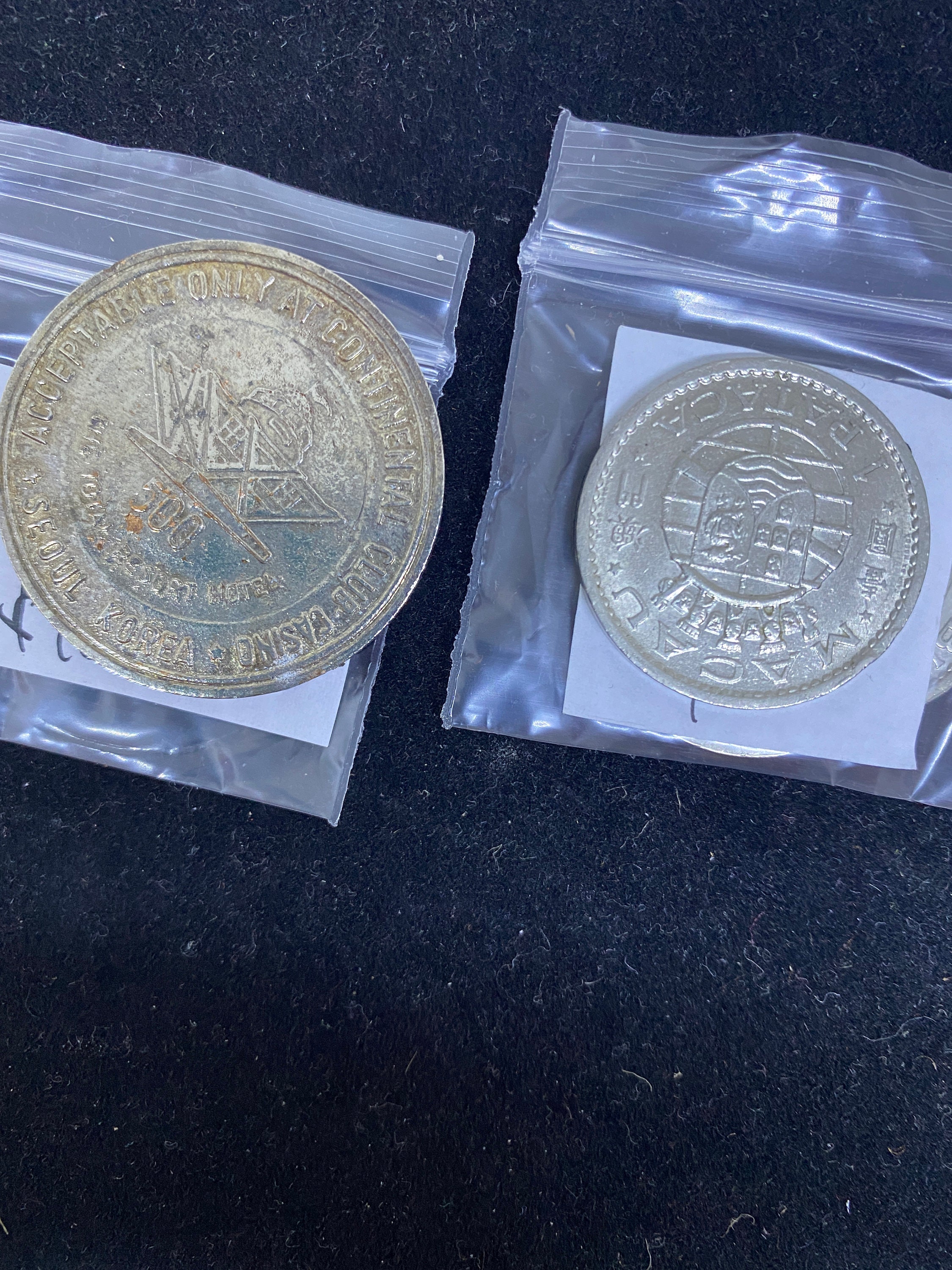 1968 Macau 1 Pataca Coin Portuguese, Plus 1972 Seoul Casino Continental ...