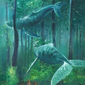Forest Whales, Orginal Art Print, Magical, Fantasy, Whale Art, Mini ...
