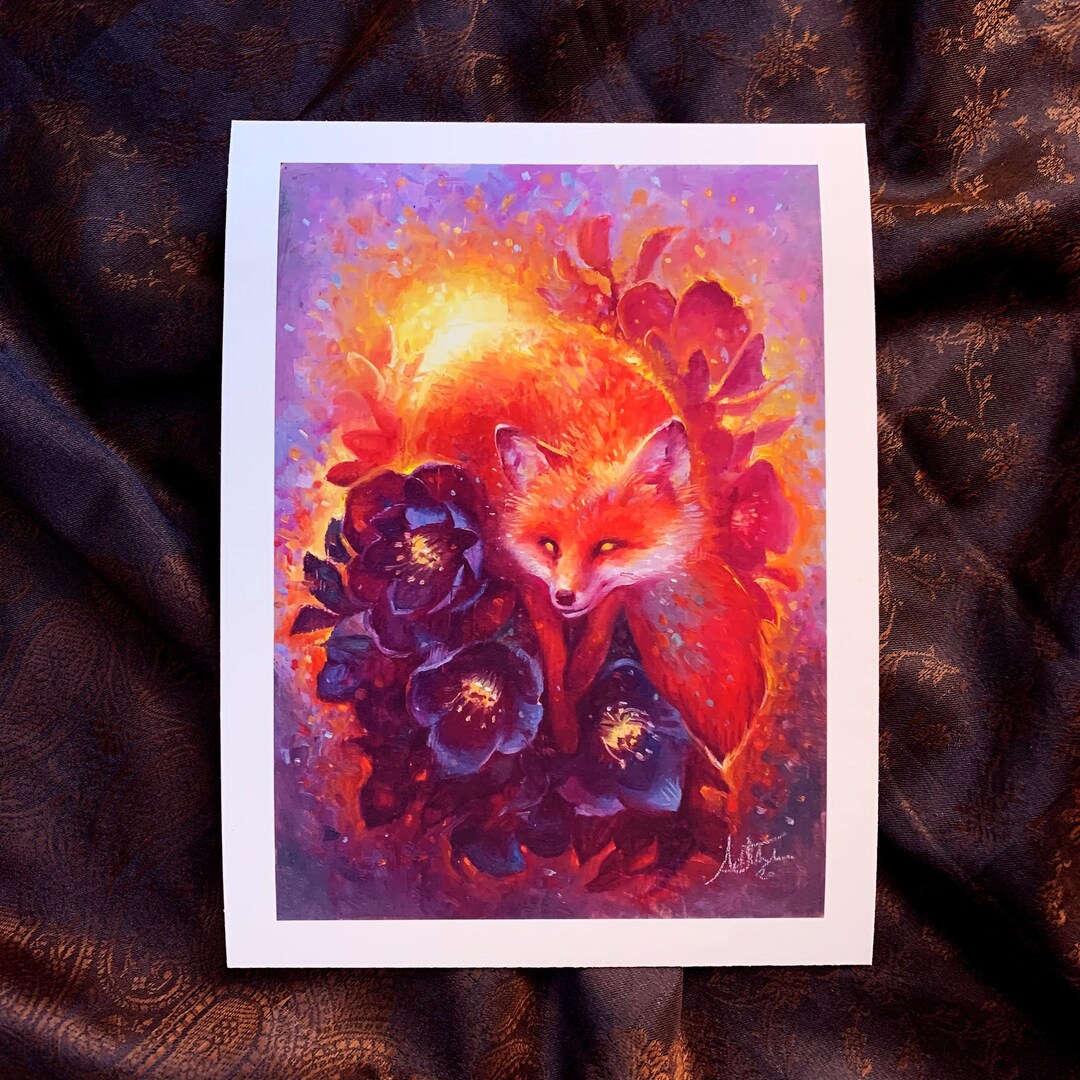 Hellebore Fox, Hemp Paper Print, Fox Art, Magical Shamanic Witchy ...