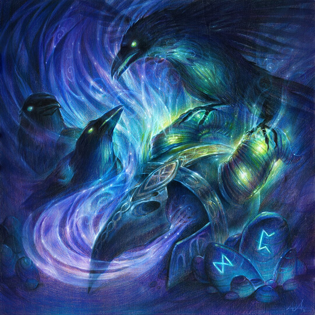 Stiger, Original Artwork Print, Fantasy, Viking, Crows, Pagan, Neopagan ...