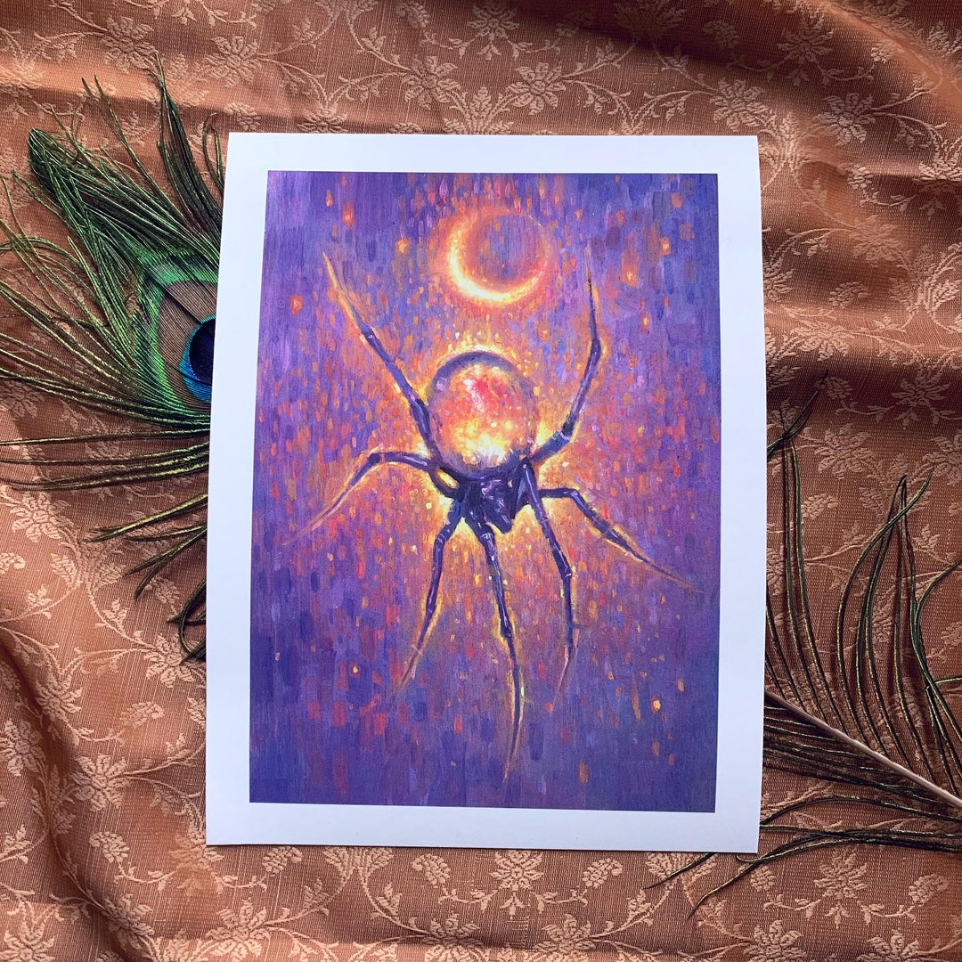 Arachlight II, Hemp Paper Spider Art Print, Witchcraft Art, Shamanic ...