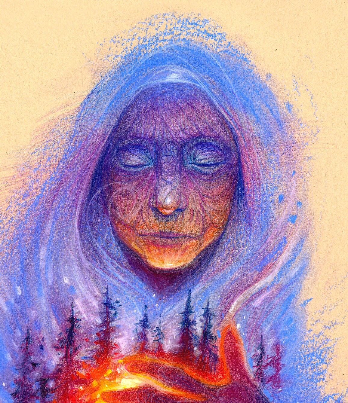 Remember the Sun, Grandmother Hemp Paper Art Prints, Fantasy Pagan Art ...