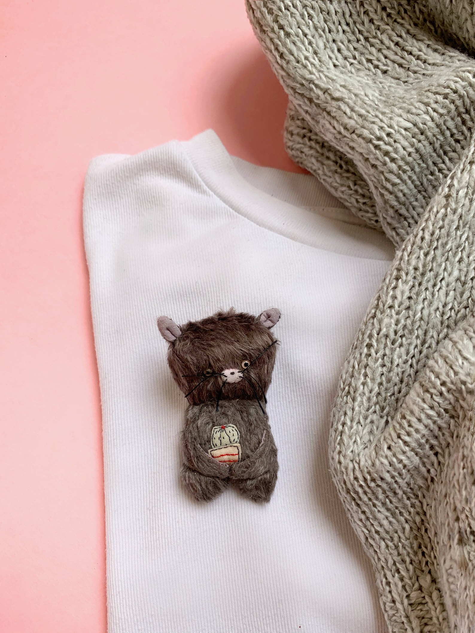 Cat Brooch. Handmade Cat Textile Broch. Textile Jewellery. Handmade Pin ...