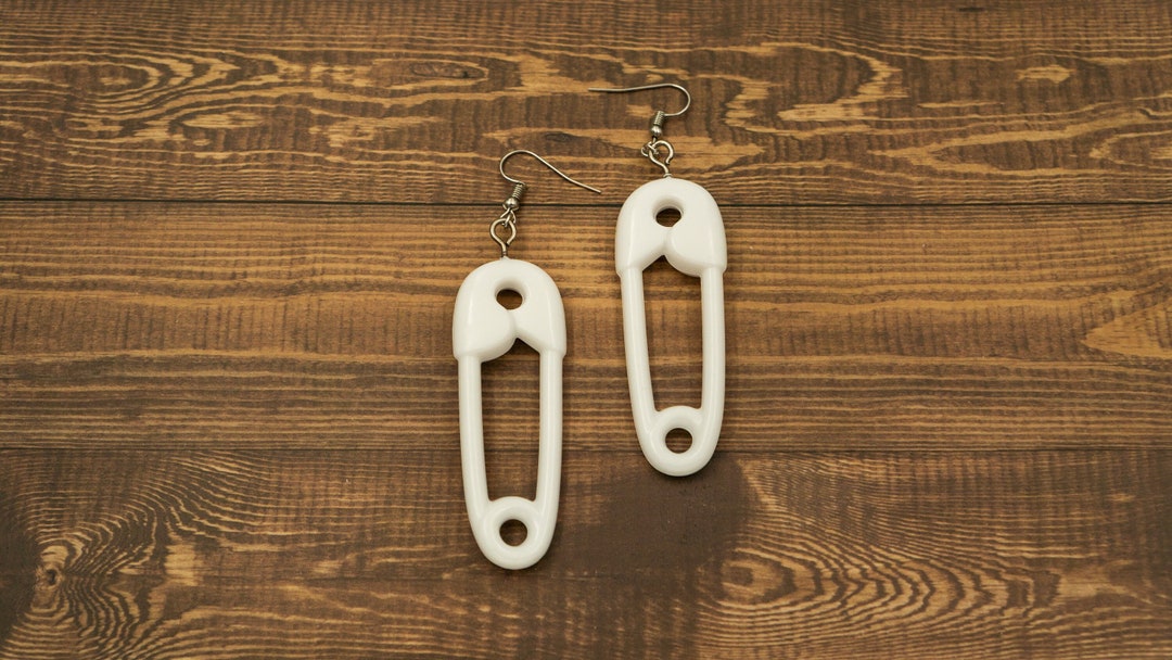 Safety Pin Earrings Silver, Pastel Aesthetic Punk Jewelry for Women ...