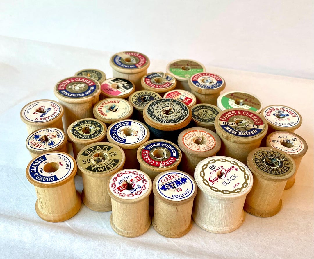 Vintage 28 Wood Thread Spools - Etsy