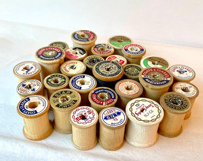 Vintage 28 Wood Thread Spools - Etsy