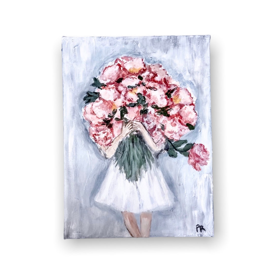 Flower Girl Art Print, Lady With Flowers Art Print, Floral Lady ...