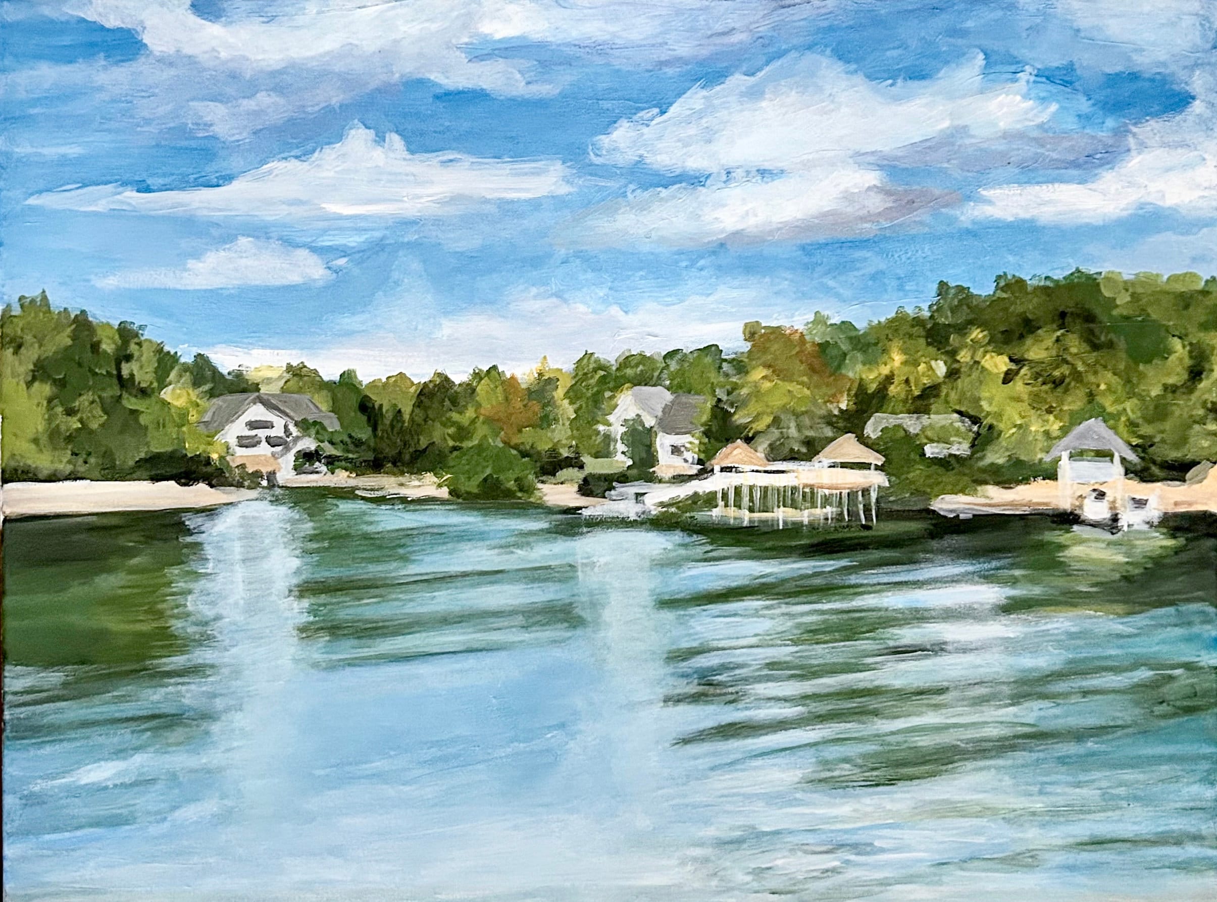 Lake Scene Art Print, Lake Scenery, Lake Painting, Lake Art Print ...