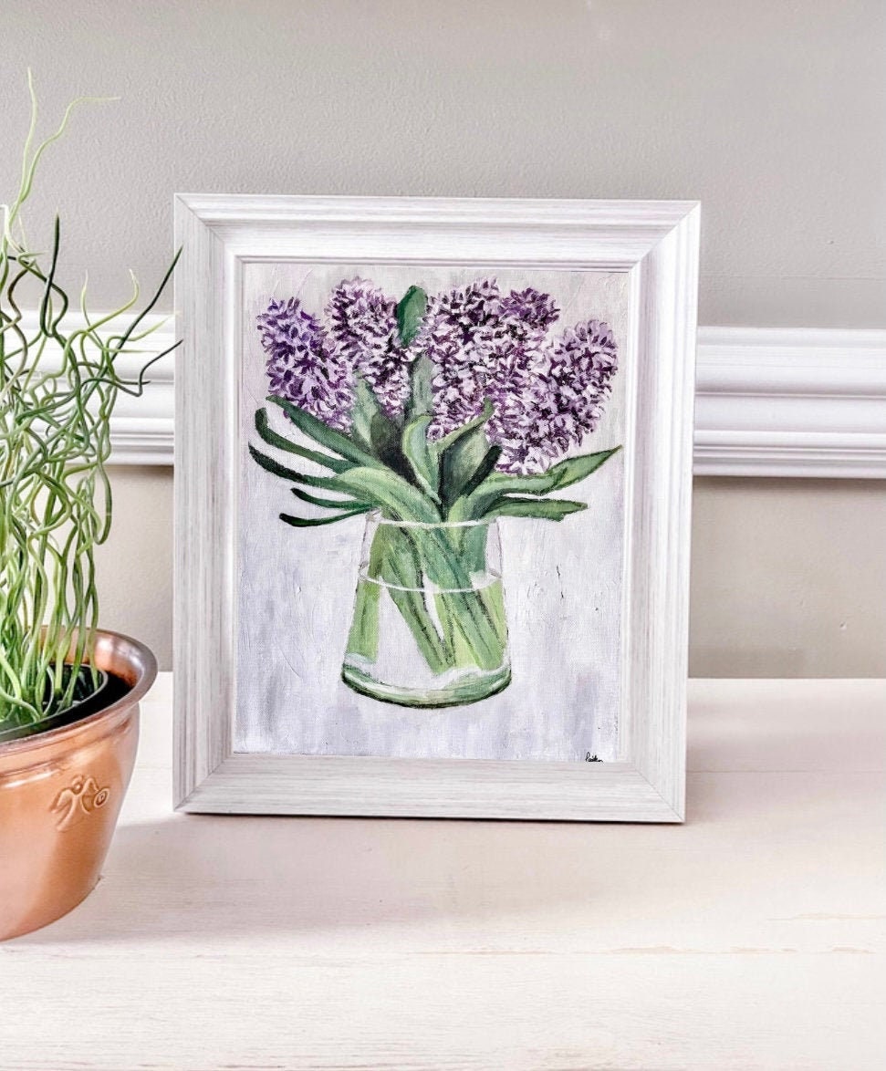 Hyacinth Art Print, Hyacinth Painting, Purple Hyacinth, Original Art ...