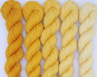 Green Gradient Set Five 5 20g Mini-skeins Hand Dyed Yarn | Etsy