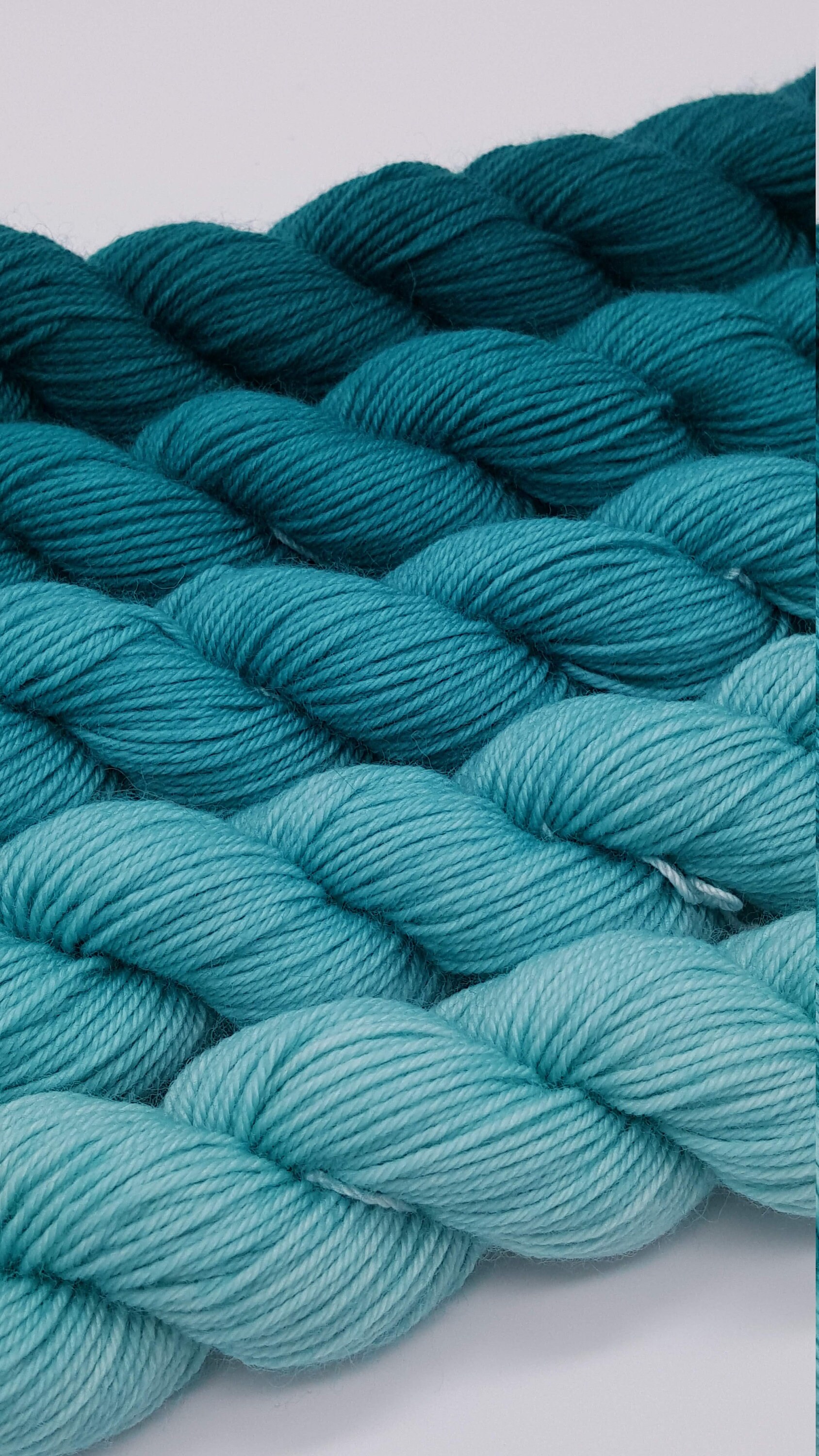 Teal Gradient Set | Five (5) 20g Mini-skeins | Hand Dyed Yarn | Merino ...