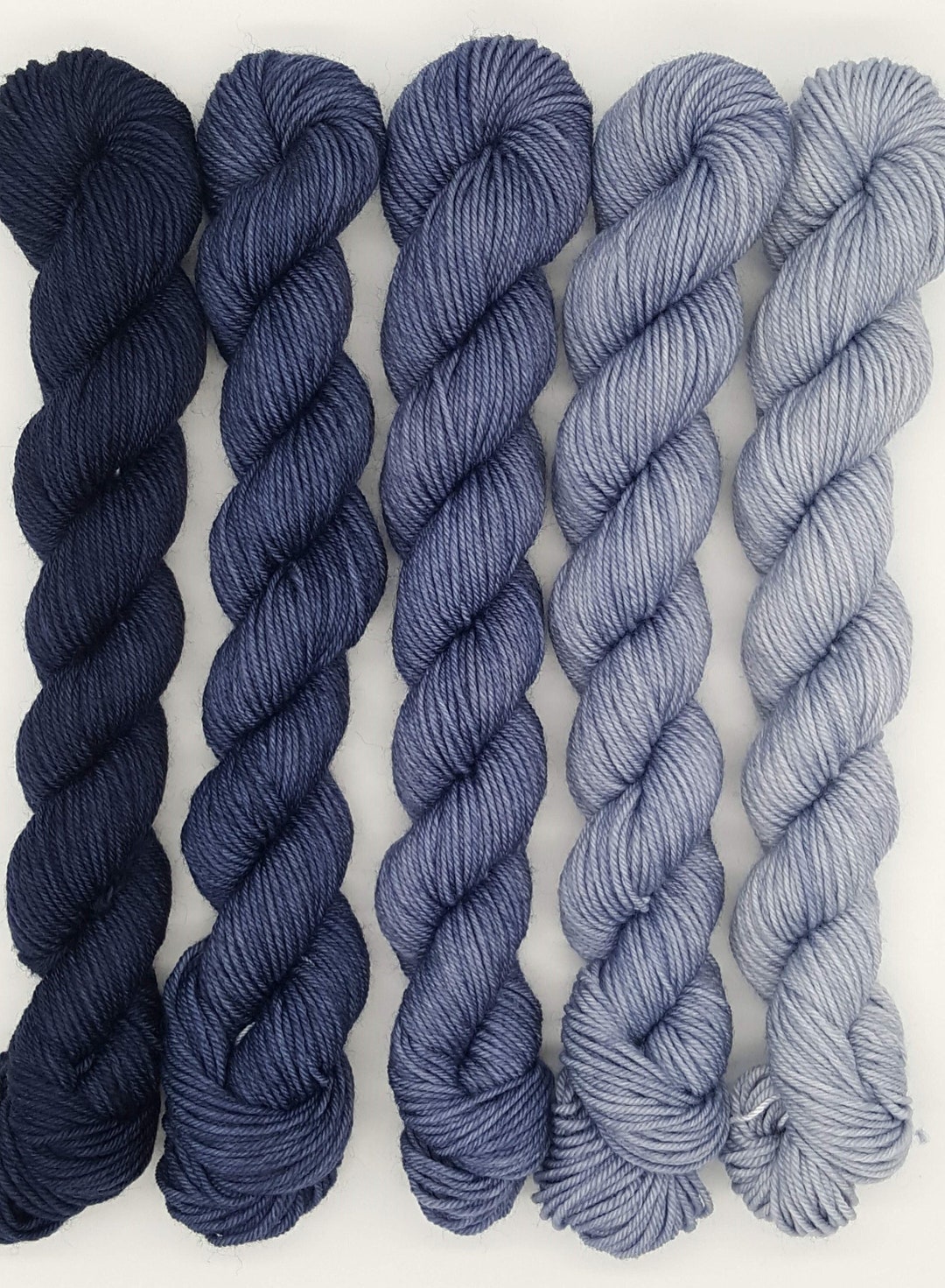 Slate Gradient Set | Five (5) 20g Mini-skeins | Hand Dyed Yarn | Merino ...