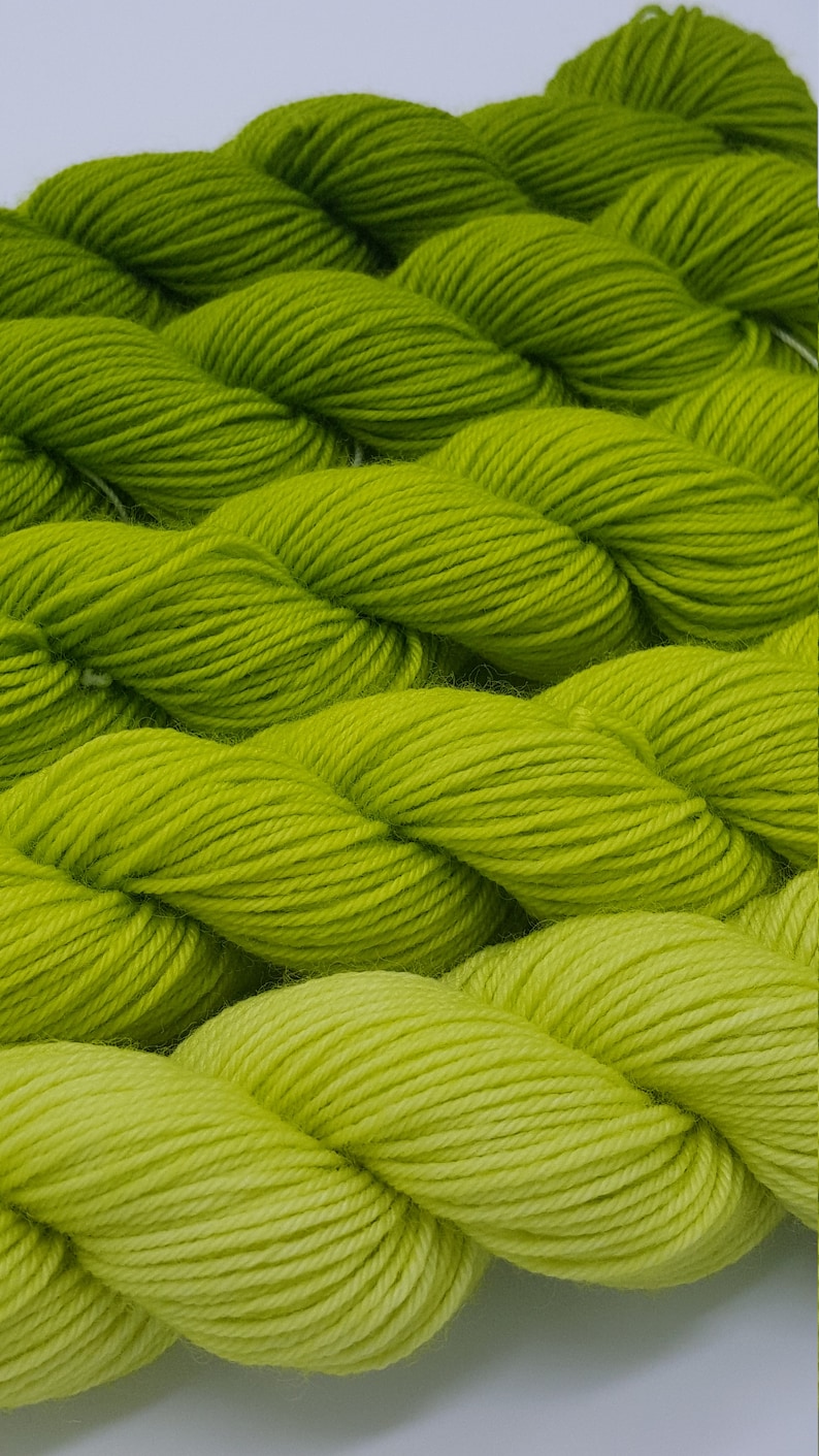 Green Gradient Set Five 5 20g Mini-skeins Hand Dyed Yarn - Etsy