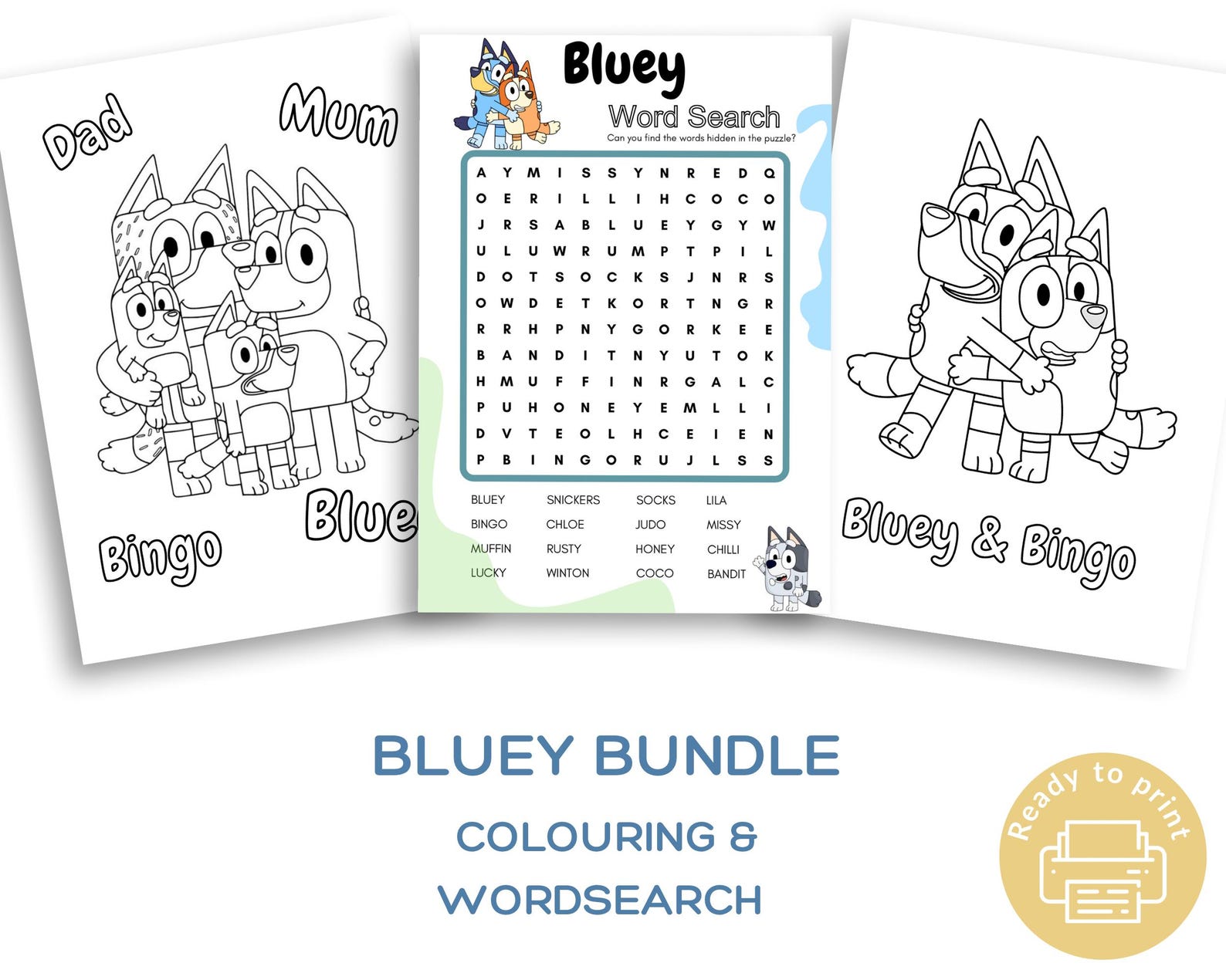PRINTABLE Bluey Activities | Bluey Colouring | Bluey Word Search | Kids ...
