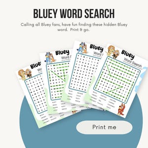 Bluey | Digital Download Bluey Word Search Activity Book | Word Search ...