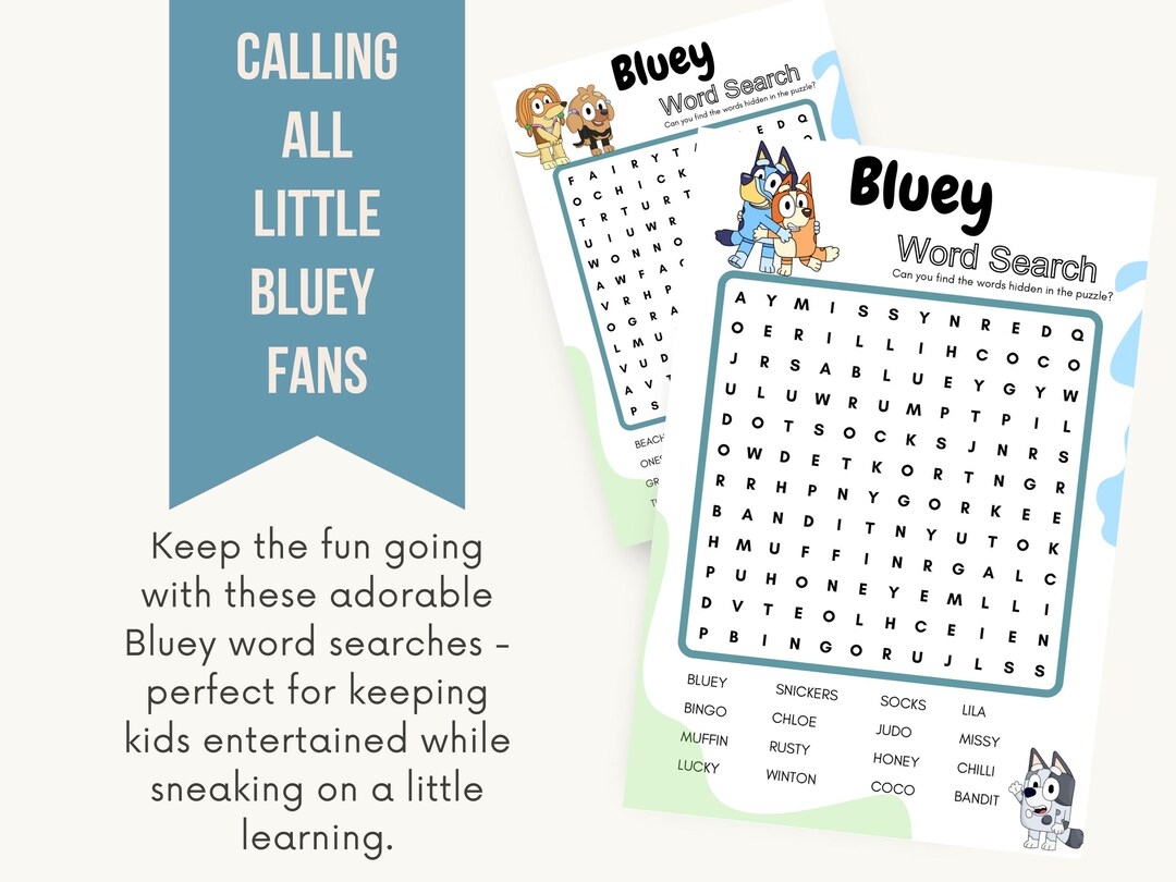 Bluey | Digital Download Bluey Word Search Activity Book | Word Search ...