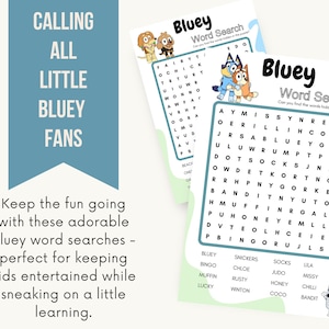 Bluey | Digital Download Bluey Word Search Activity Book | Word Search ...