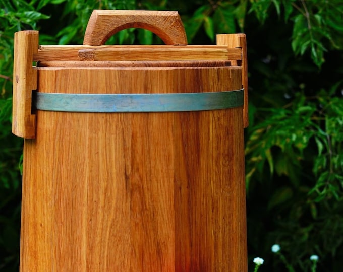 Oak Barrel 10L 20L With Lid Stand Wooden Container for | Etsy