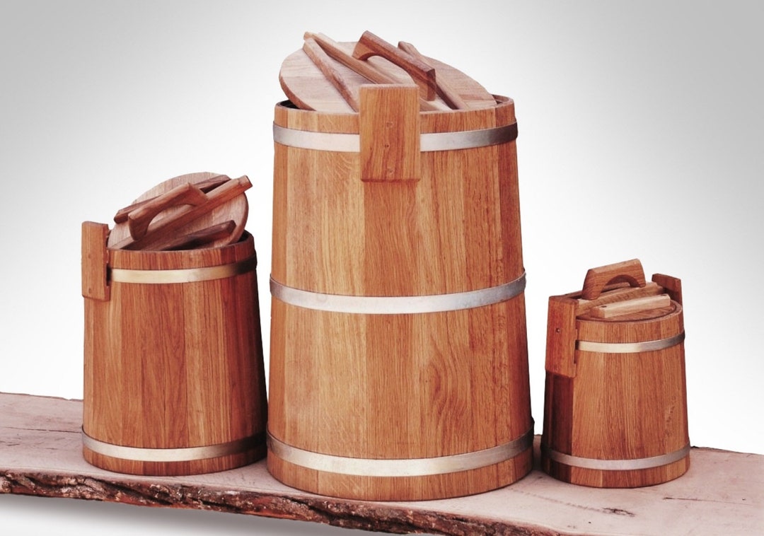Oak Barrel [5L, 15L, 50L] With Lid + Stand | Wooden Container for ...