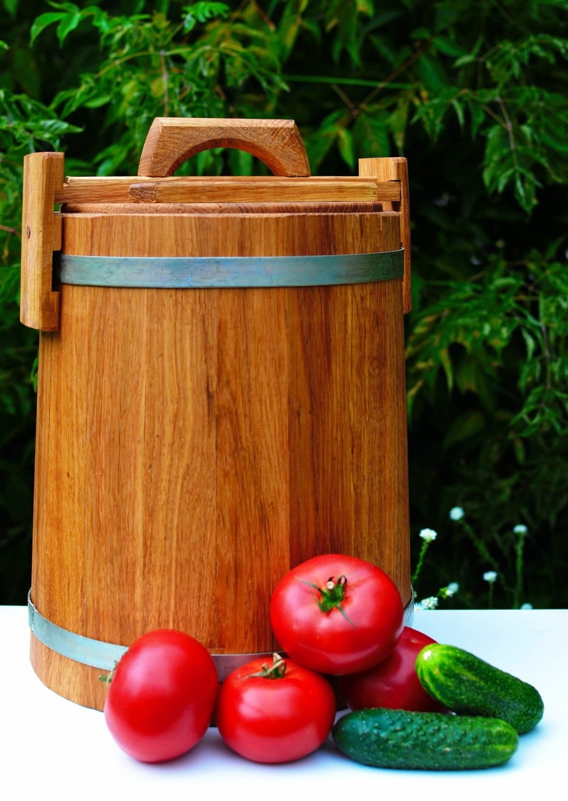 Oak Barrel 10L 20L With Lid Stand Wooden Container for - Etsy