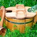Wooden Oak Bucket 10L 15L Rustic Whiskey Barrel / Round Water Pail With ...
