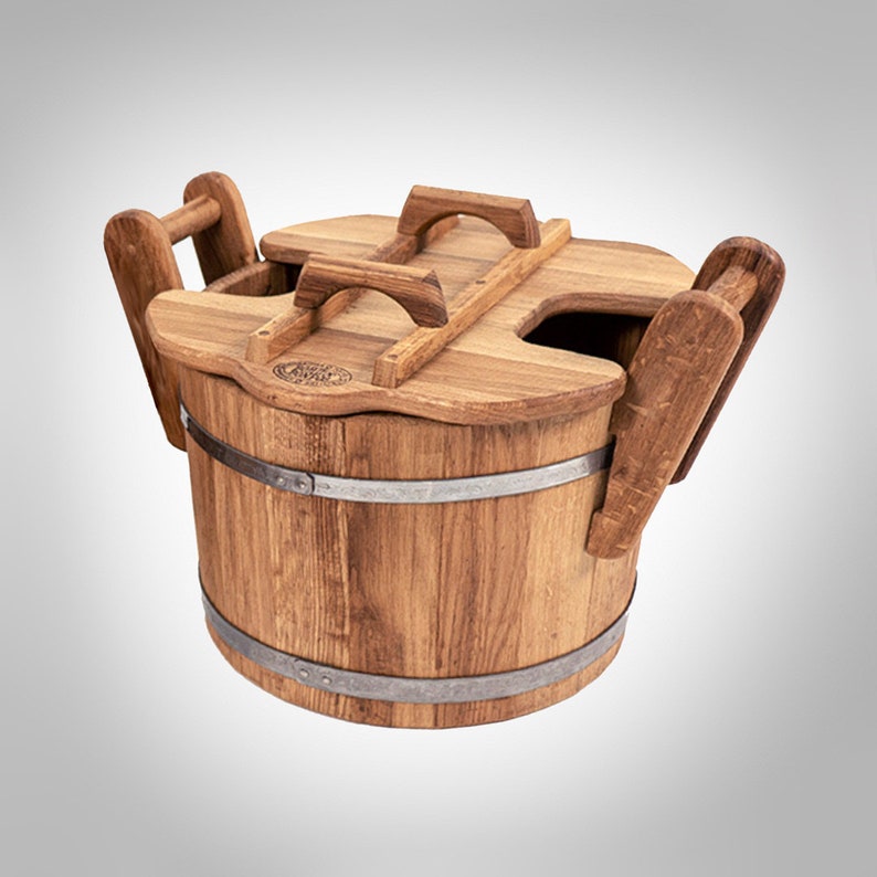 Wooden Sauna Steamer 35L Oak Bucket With Lid / Russian Bath - Etsy