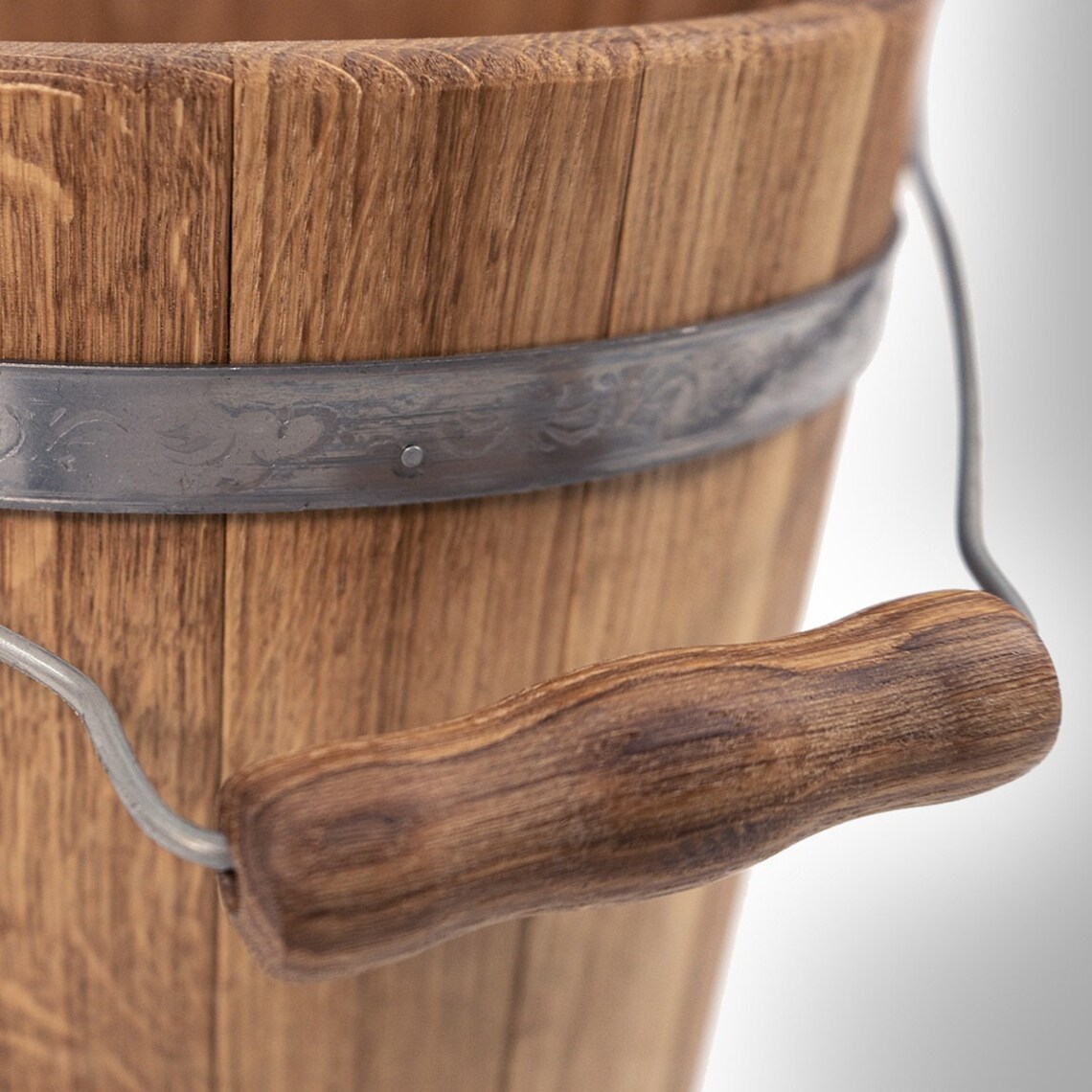 Wooden Oak Bucket [10L — 15L] Rustic Whiskey Barrel / Round Water Pail ...