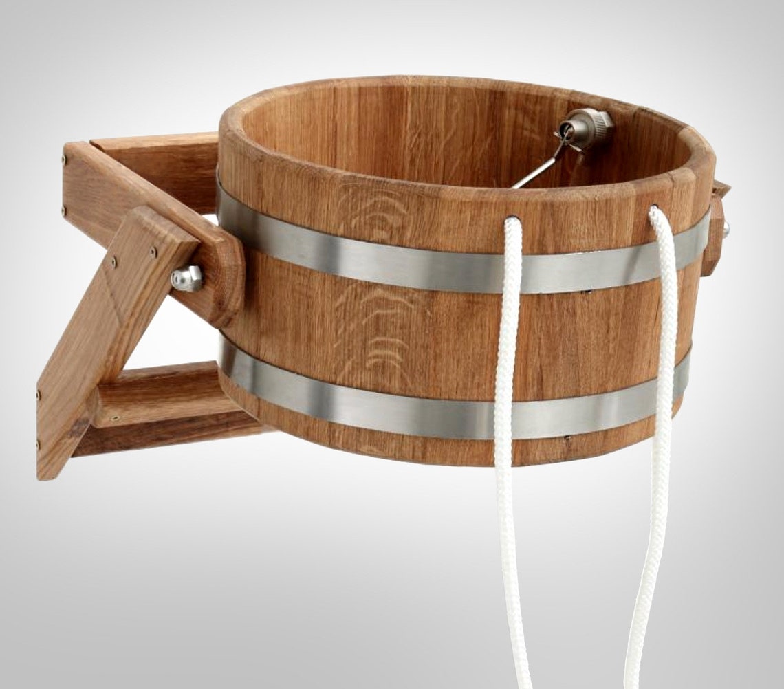 Sauna Bucket Shower 10L 2.5 Gal OAK Wood Russian Bath - Etsy