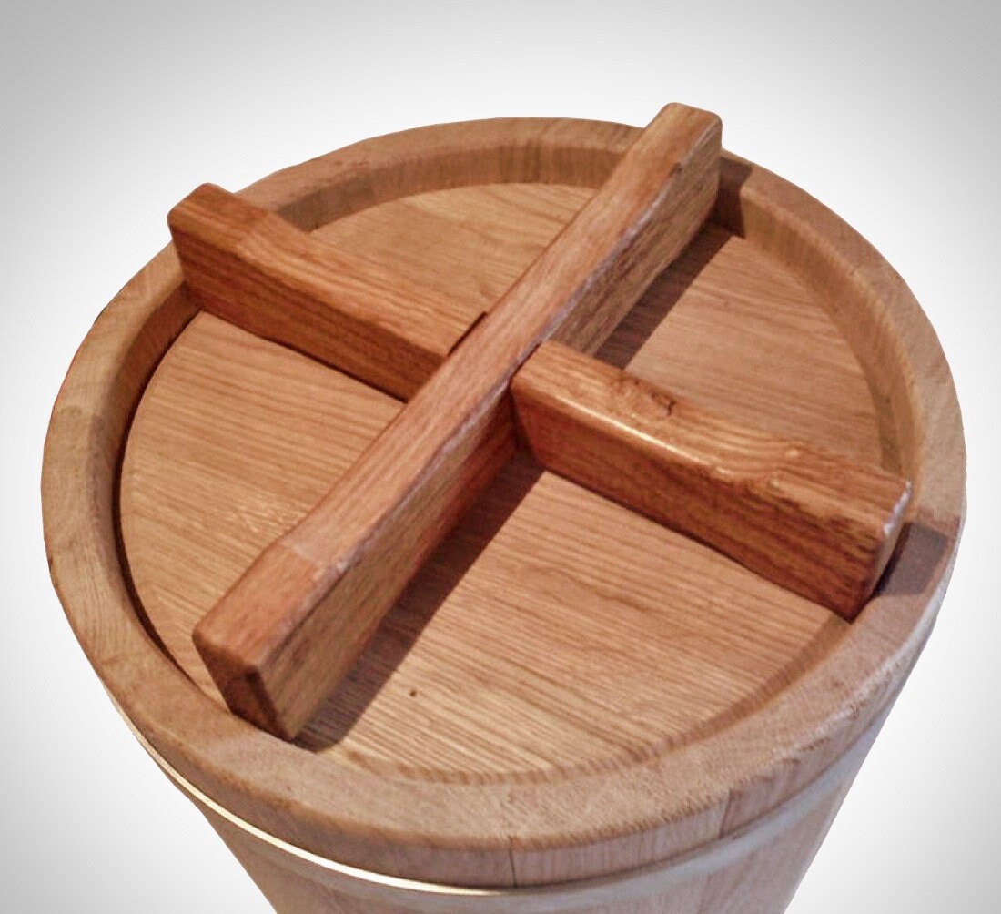 Oak Barrel [10L — 20L] With Lid + Stand | Wooden Container for Pickles ...