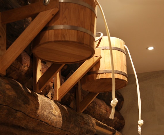 Sauna Bucket Shower 10L 2.5 Gal OAK Wood Russian Bath - Etsy
