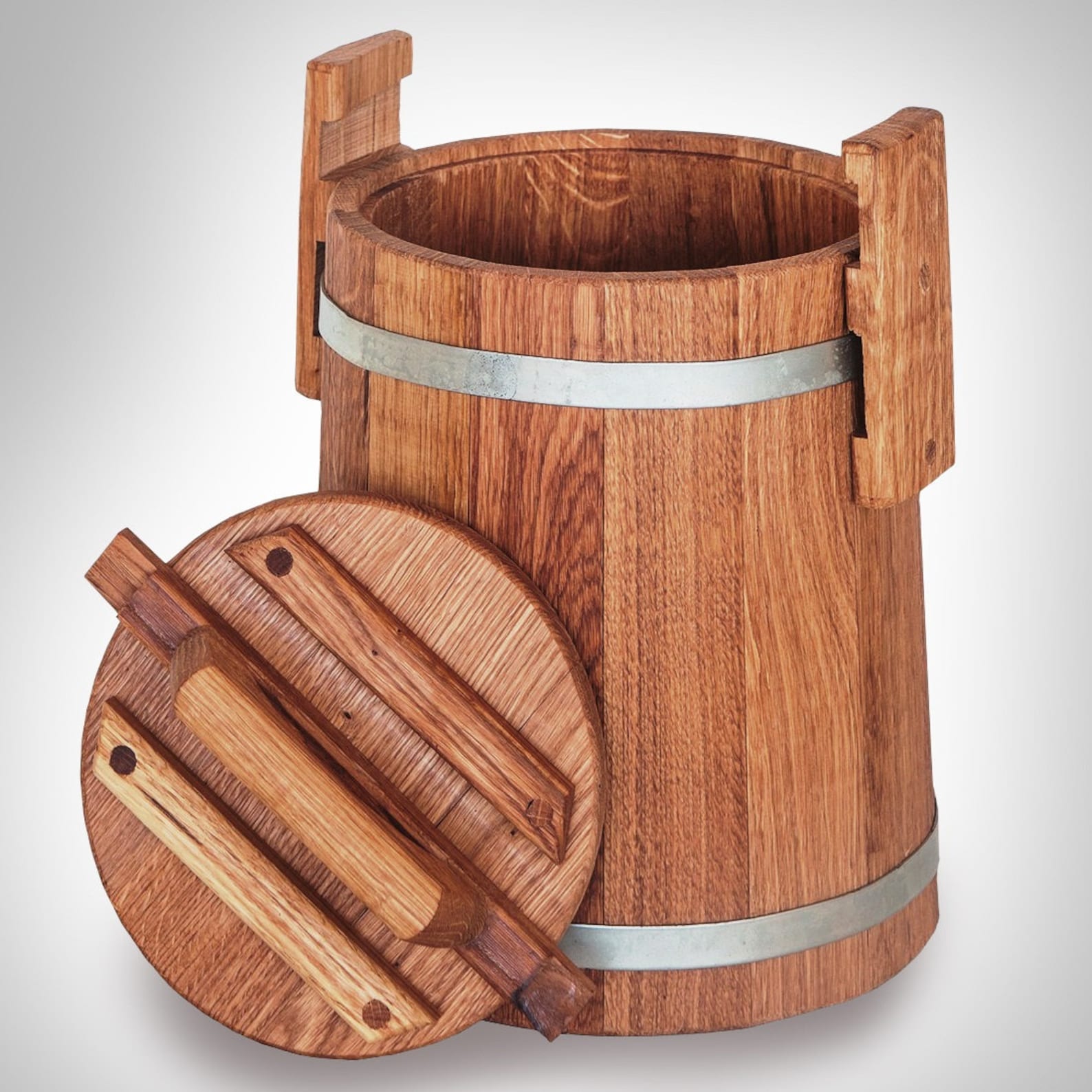 Oak Barrel 5L 15L 50L With Lid Stand Wooden Container - Etsy