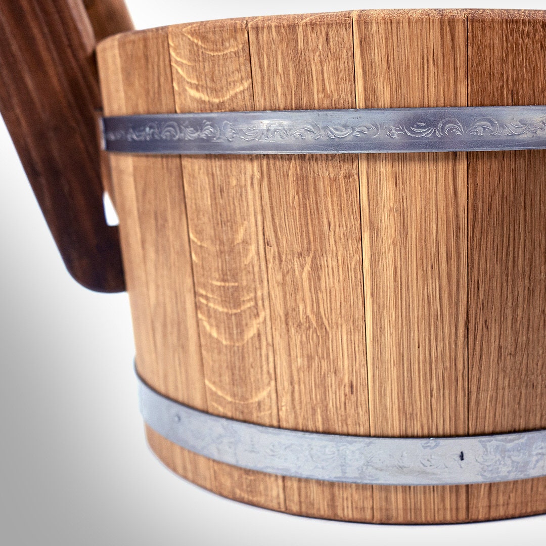 Wooden Sauna Steamer 35L Oak Bucket With Lid / Russian Bath - Etsy