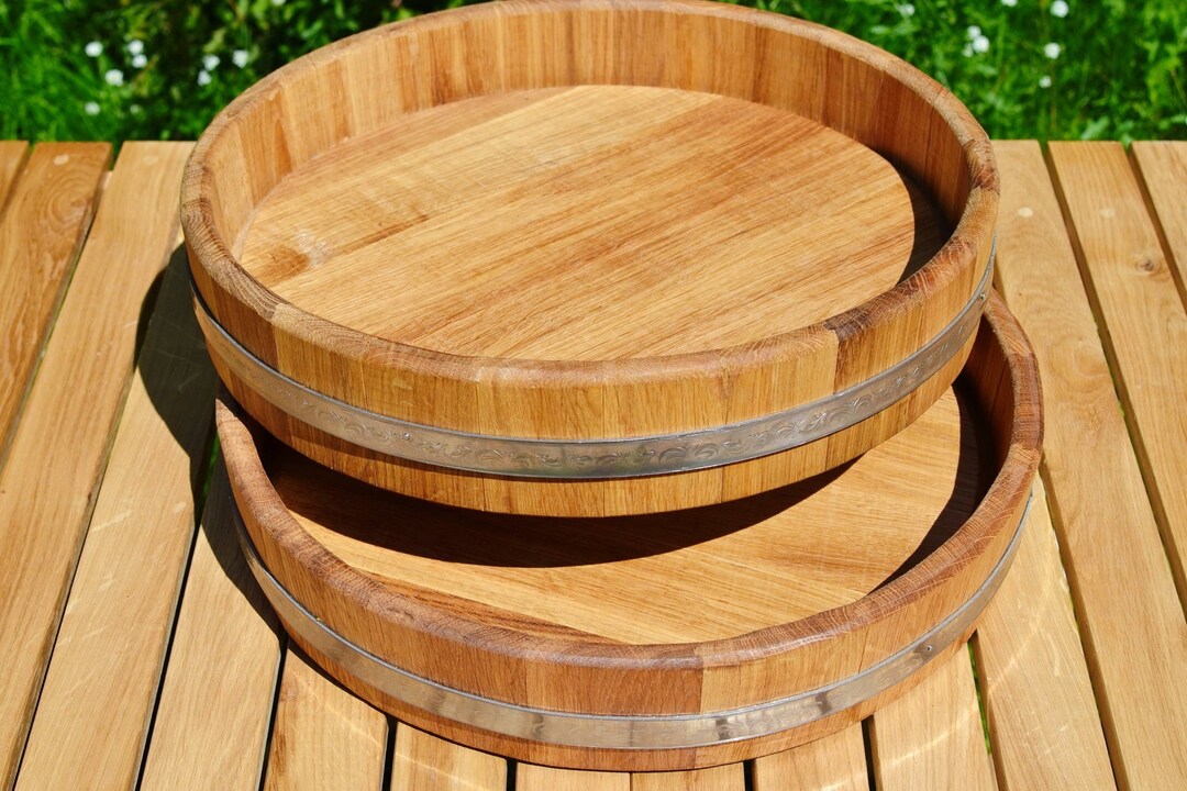 Oak Tray / Wooden Kitchen Utensils — Handmade Serving Tableware, Beer ...