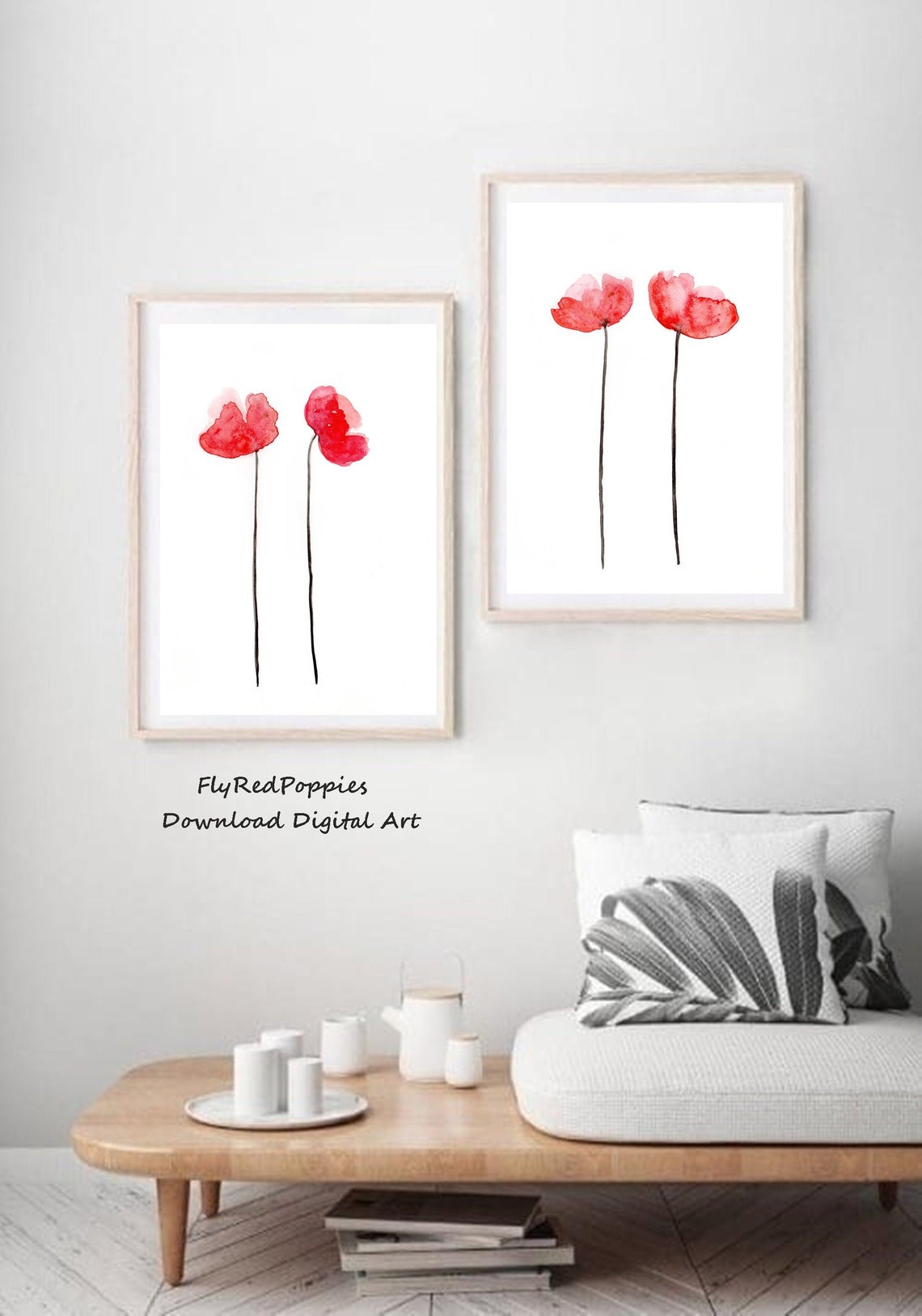 Poppies Set of 2 Instant Download , Printable Wall Art, Download JPG ...