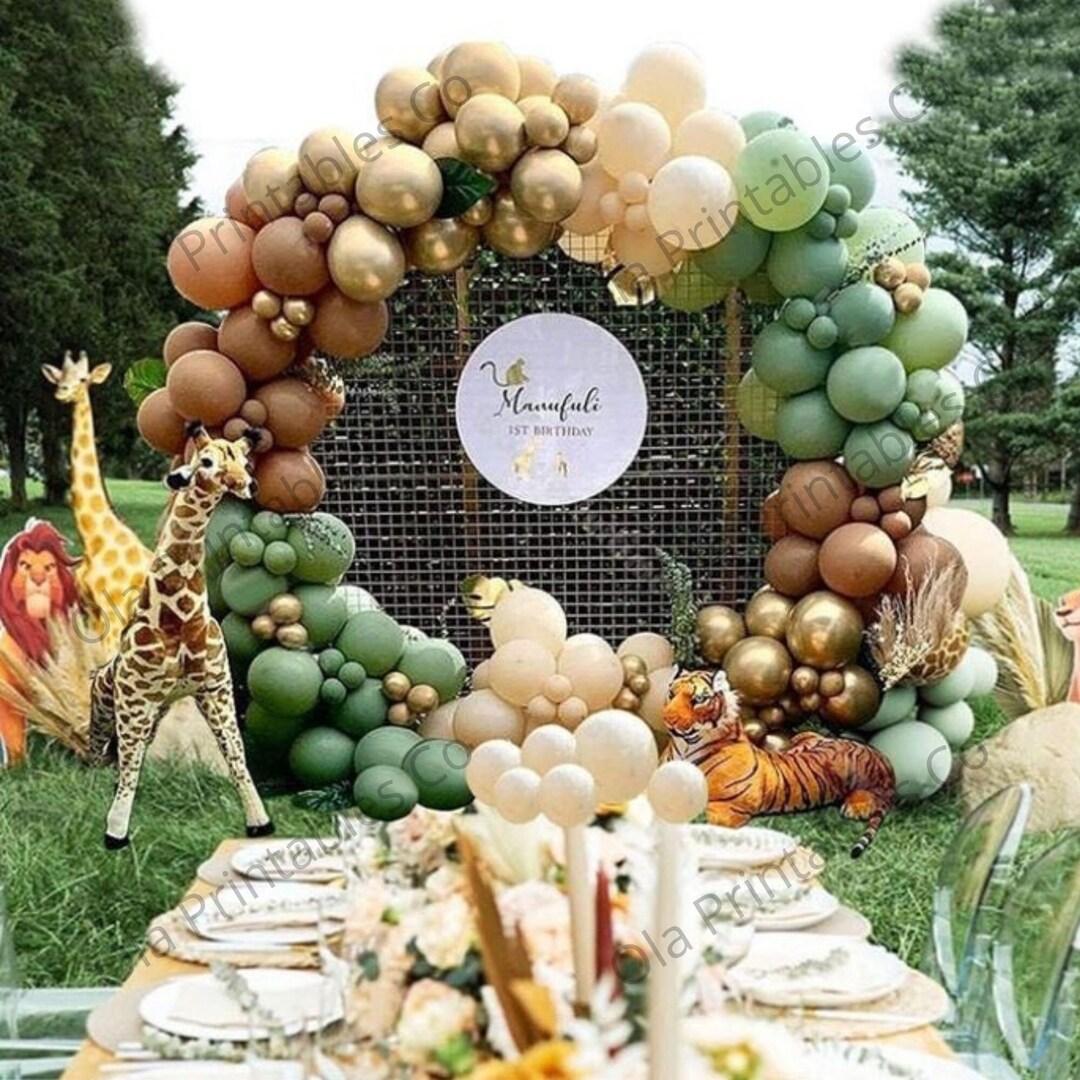 Jungle Balloon Garland Kit Sage Green Gold Cream Peach Brown - Etsy