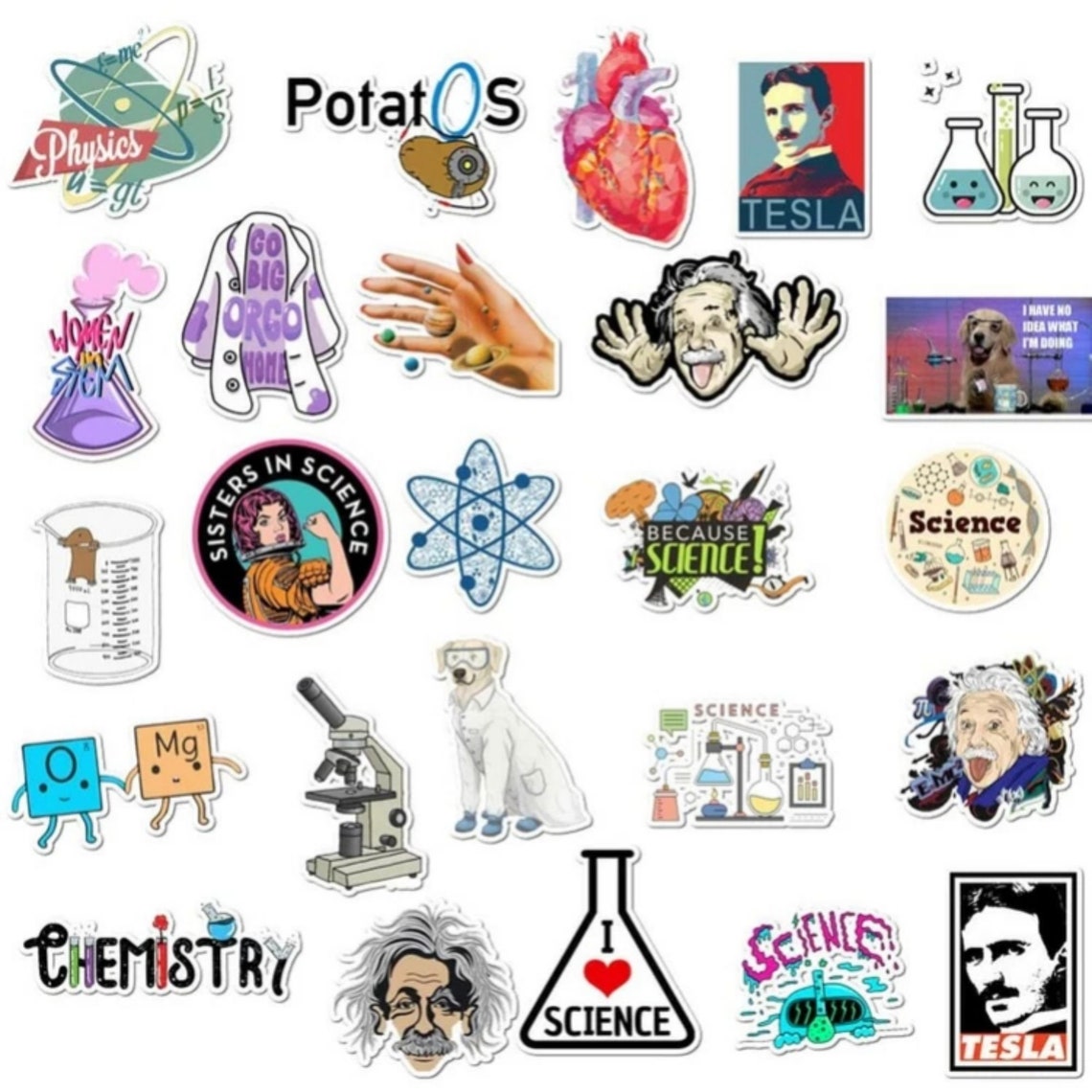 50 Pcs Science Stickers Pack Physics Chemistry Einstein - Etsy UK
