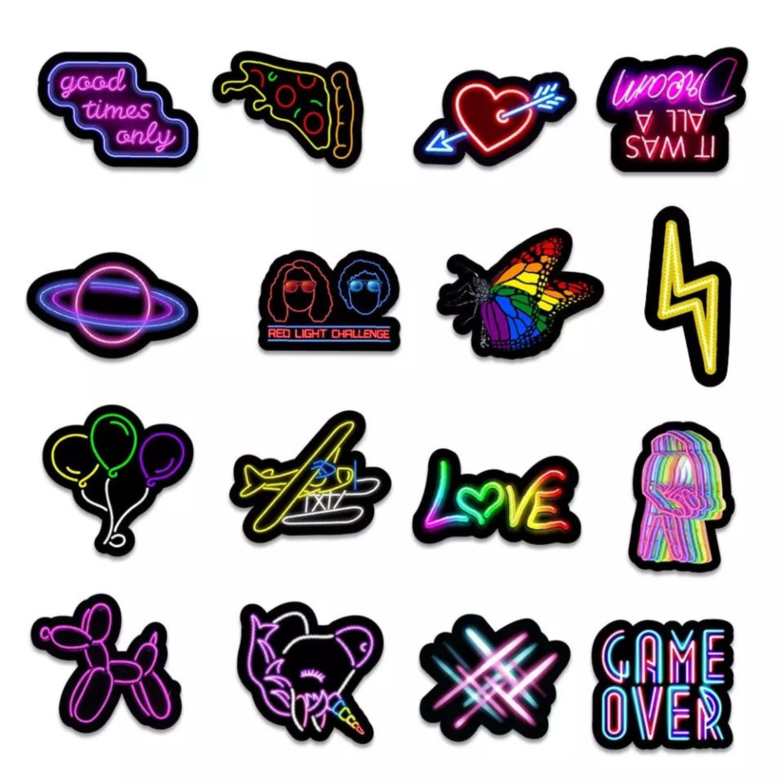 50 Pcs Neon Light Sticker Pack Neon Signs Graffiti Stickers - Etsy
