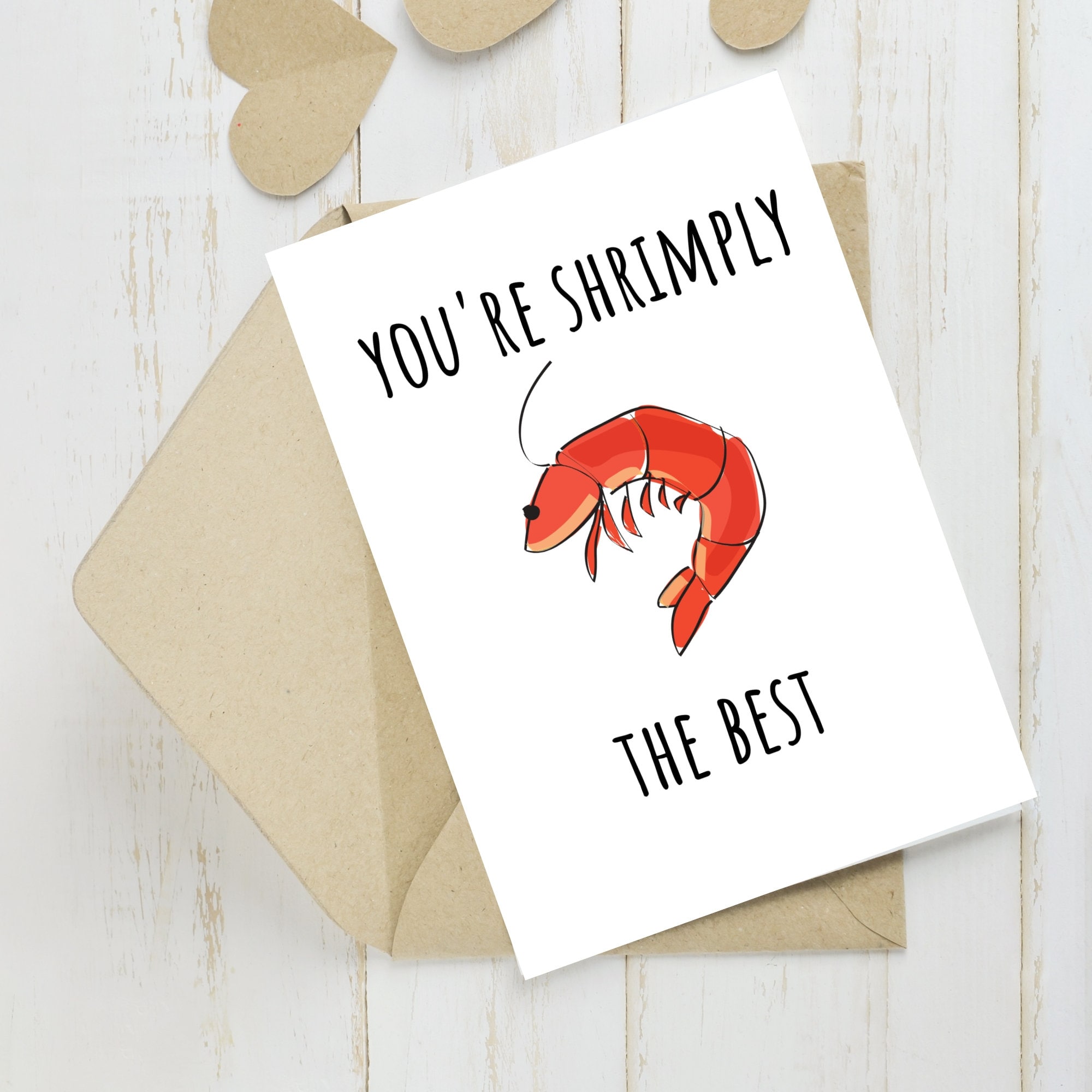 Shrimp Greeting Card.i Love You Card.food Pun - Etsy