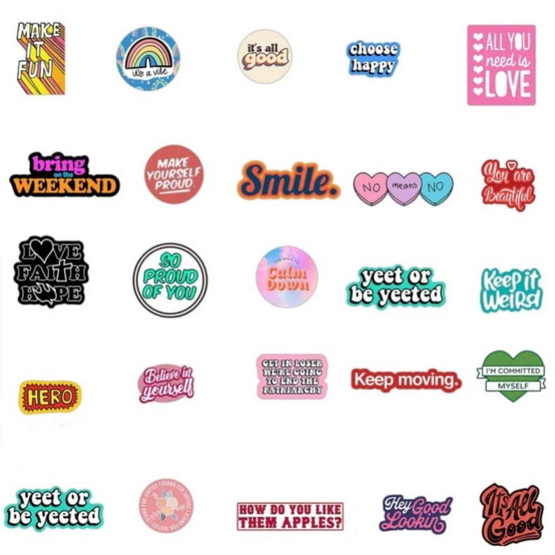 50 Pcs Motivational Quote Stickers Pack, Mental Health Stickers ...