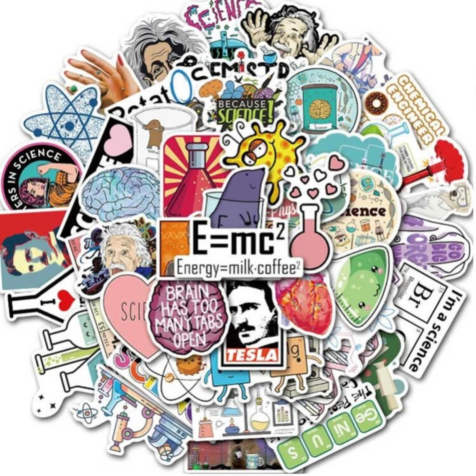 50 Pcs Science Stickers Pack Physics Chemistry Einstein - Etsy UK
