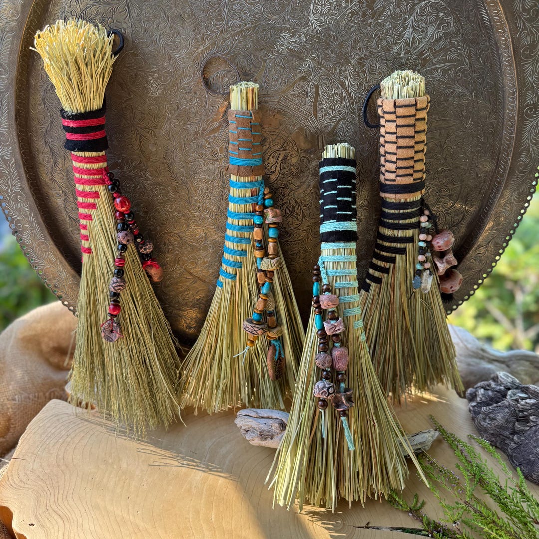 Handmade Witches Besoms With Natural Clay Beads for Altar Cleansing and ...