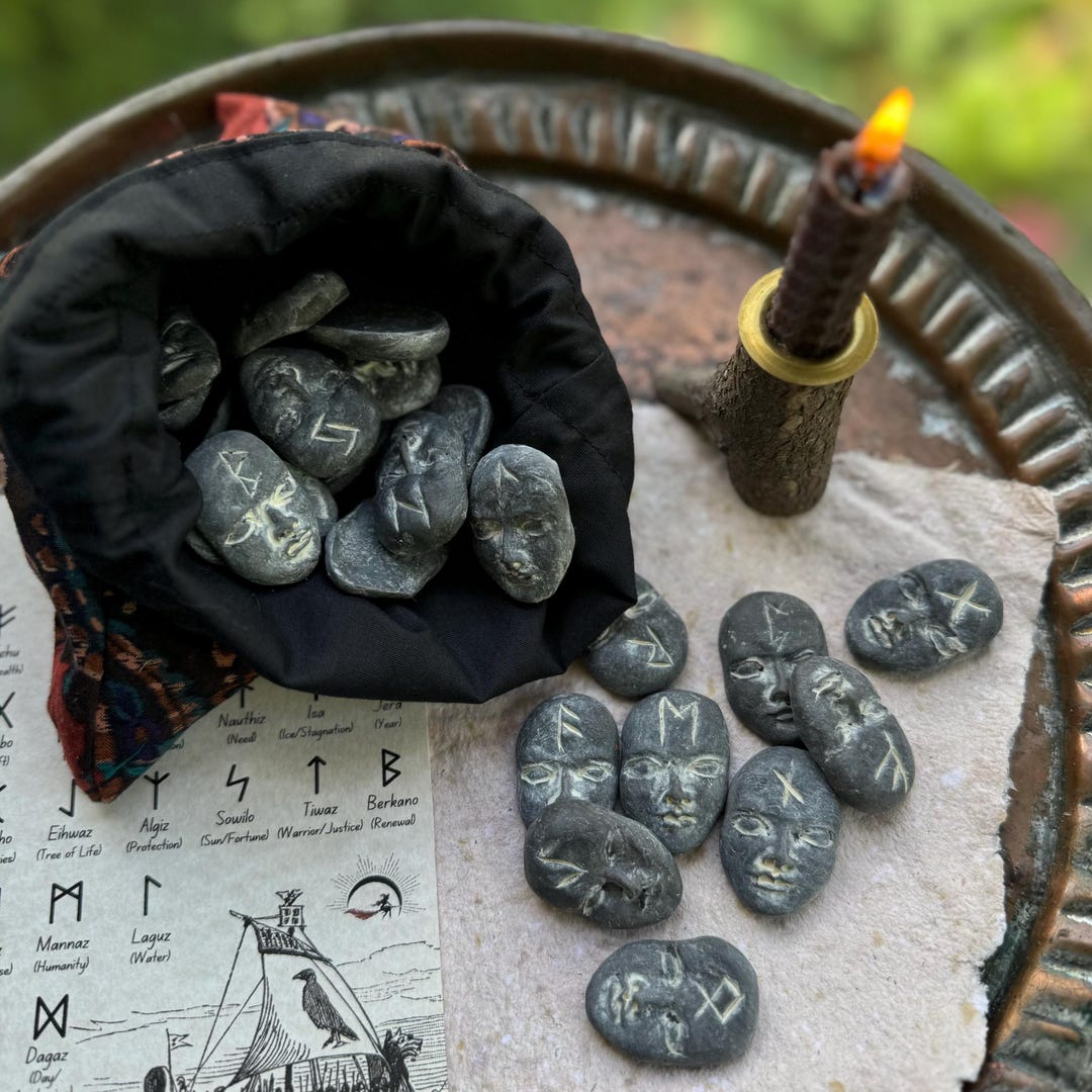 Spirit Runes, Face Rune Set for Divination and Ancestor Work, Handmade ...