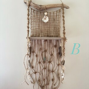 Boho Driftwood and Macrame Wall Shelf Made From Beach Finds With Shells and Beach Glass - Etsy