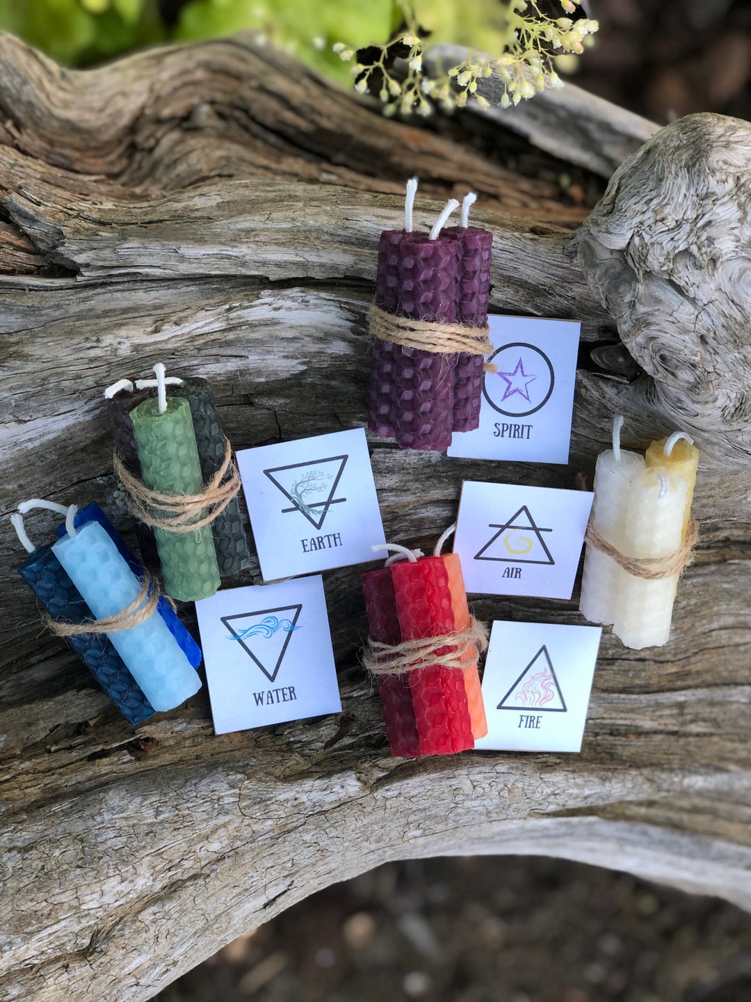 Elemental Candle Magic Set, 15 Mini Beeswax Candles and Info Booklet - Etsy