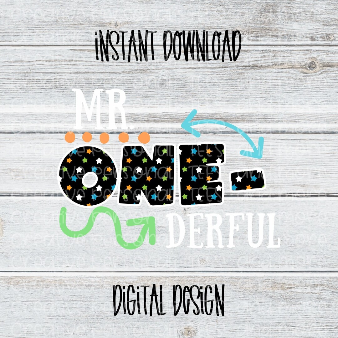 Boys 1st Birthday Png, Mr. One-derful Digital Download, Sublimation or ...