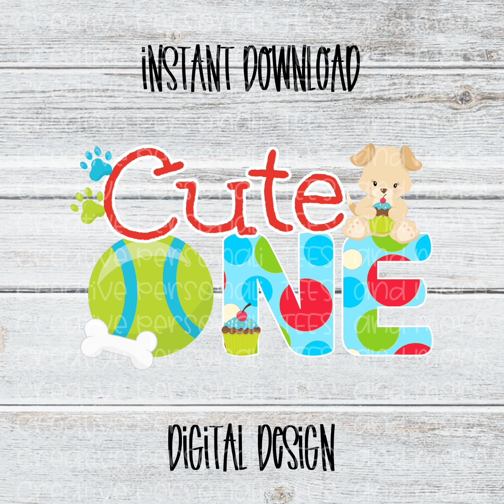 Puppy 1st Birthday Png, Cute One Digital Download, Sublimation or Iron ...
