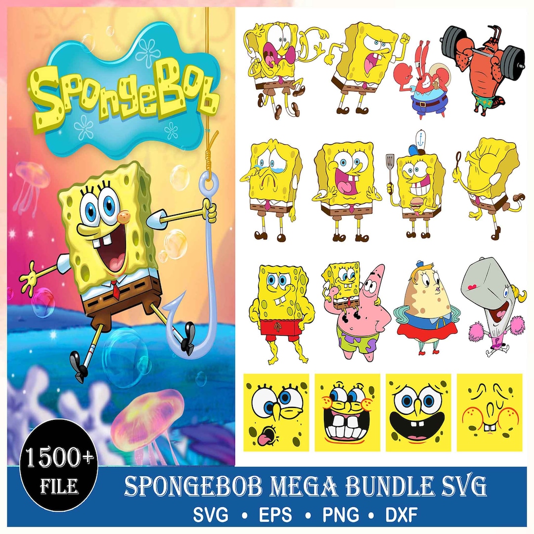 Sponge Bob Svg Bundle, Sponge B Svg, Svg Cut File for Cricut, Eps Dxf ...
