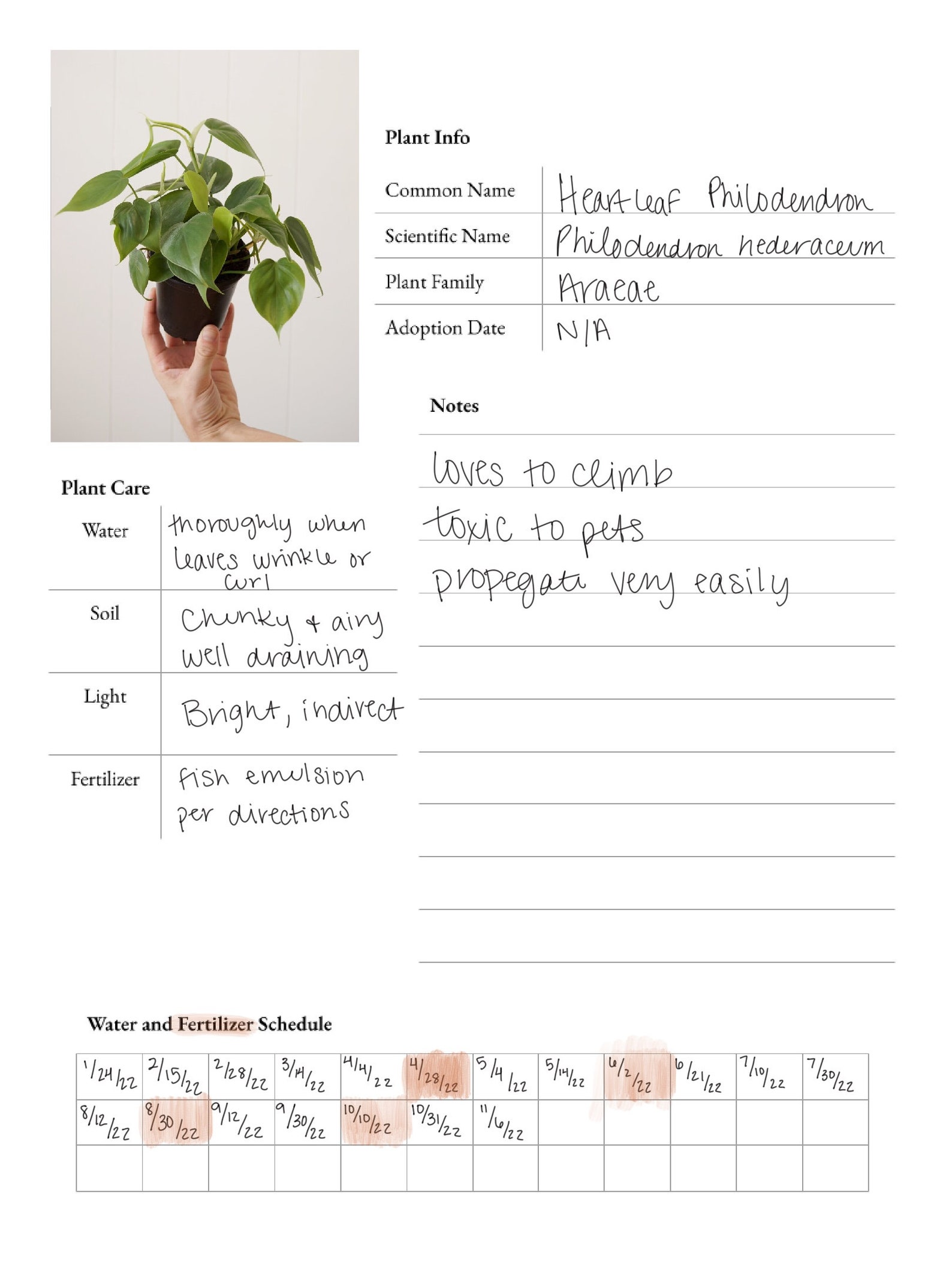 Plant Journal, Grow Log, Houseplant Watering Journal, Home Gardening ...