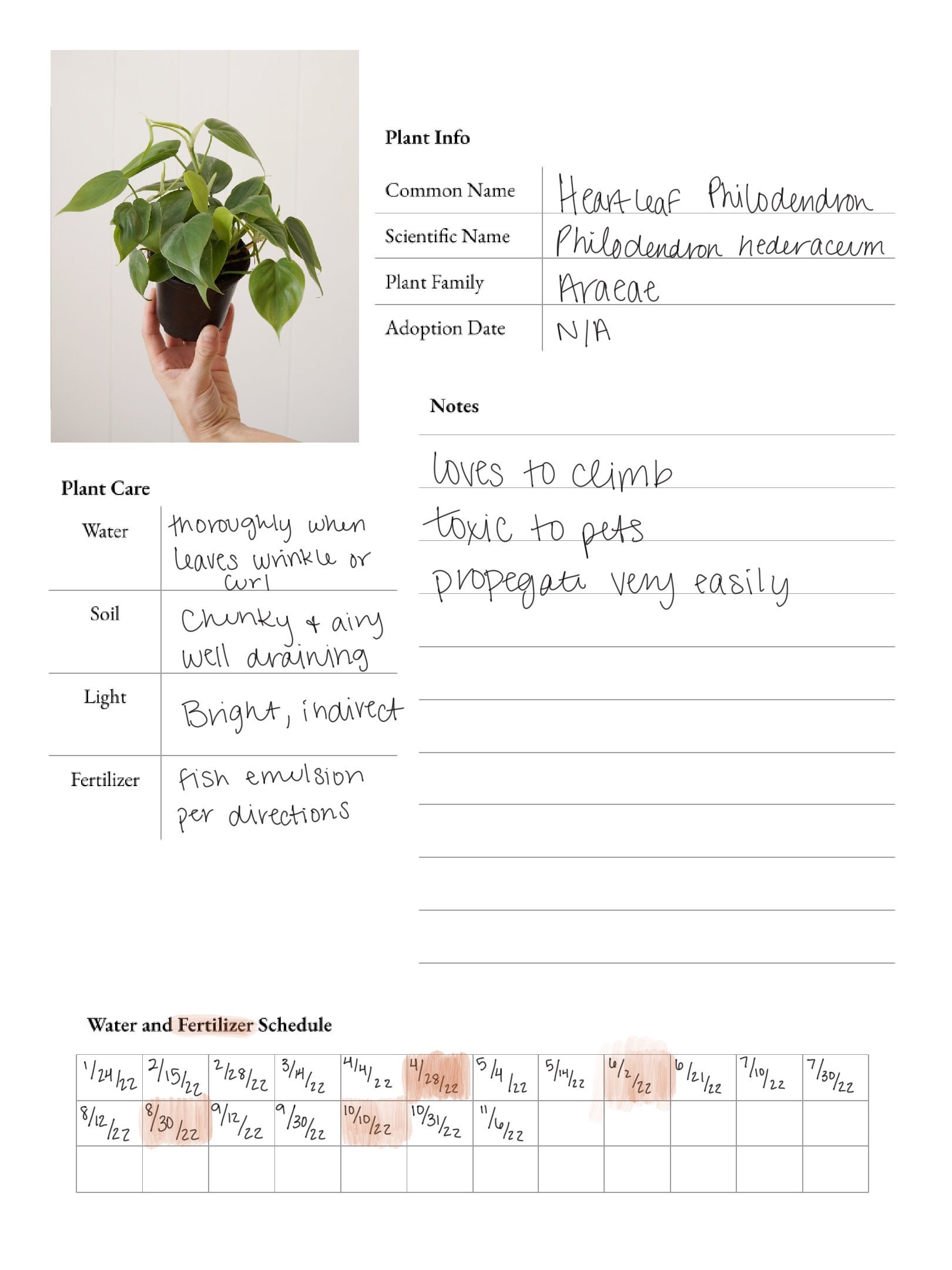 Plant Journal, Grow Log, Houseplant Watering Journal, Home Gardening ...