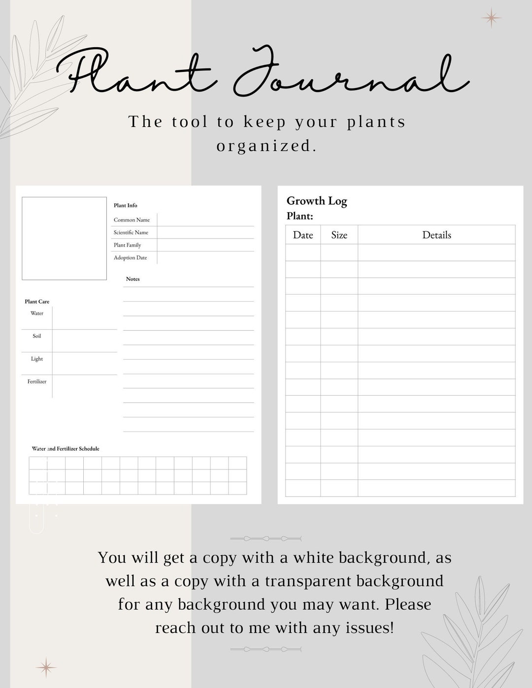 Plant Journal, Grow Log, Houseplant Watering Journal, Home Gardening ...
